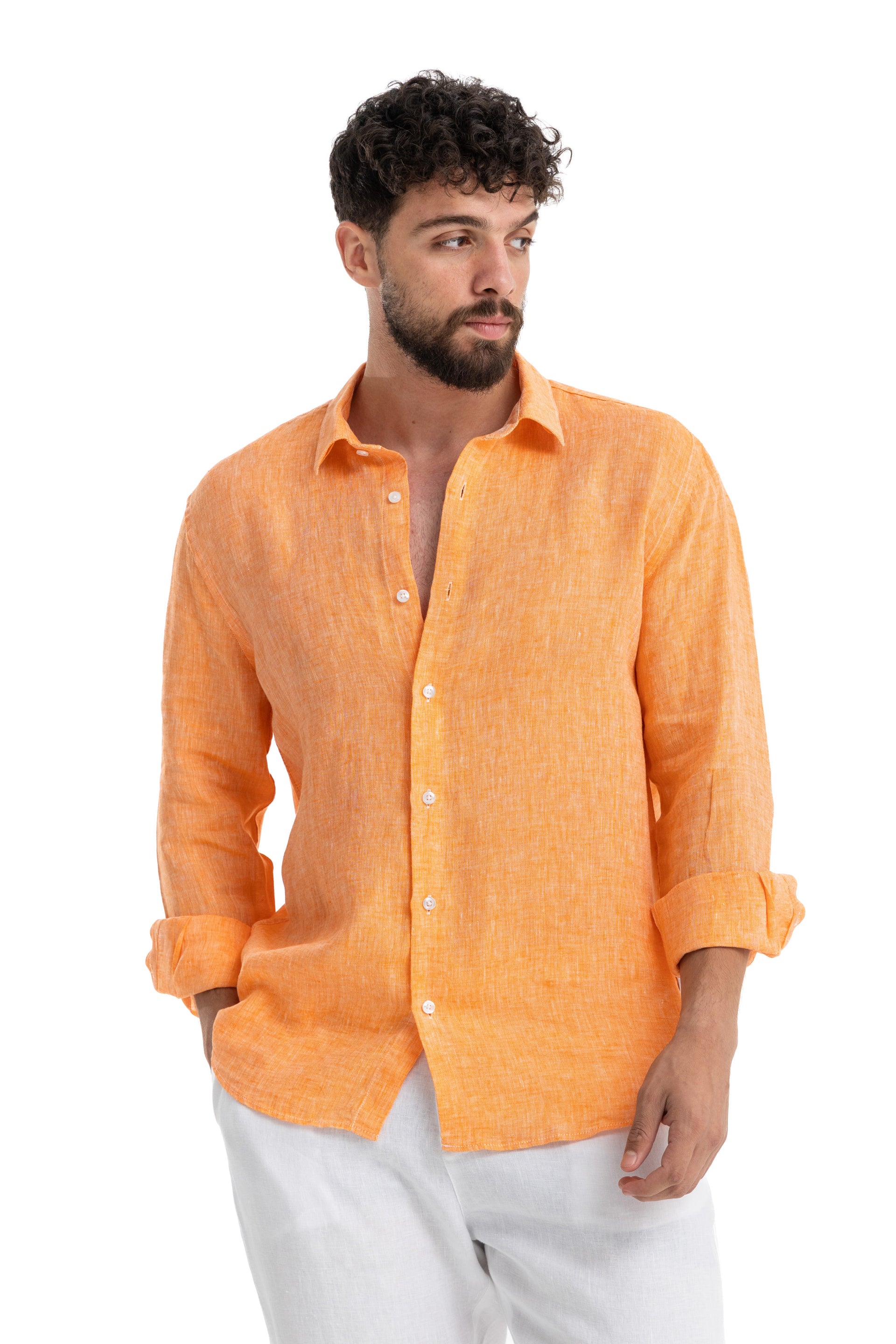 Men's Orange Linen Shirt – Kai Collections