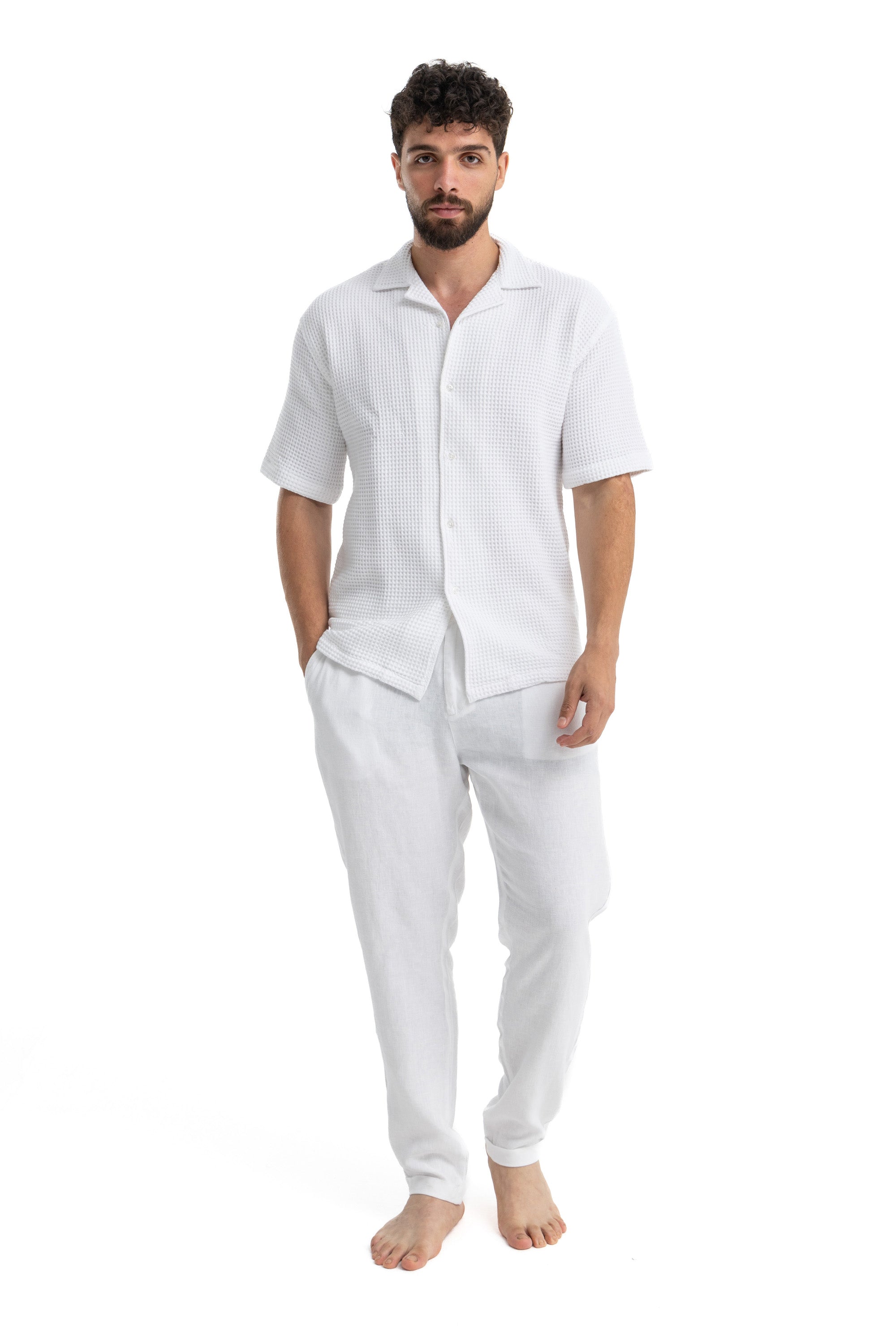 White Waffle Texture Shirt – Kai Collections