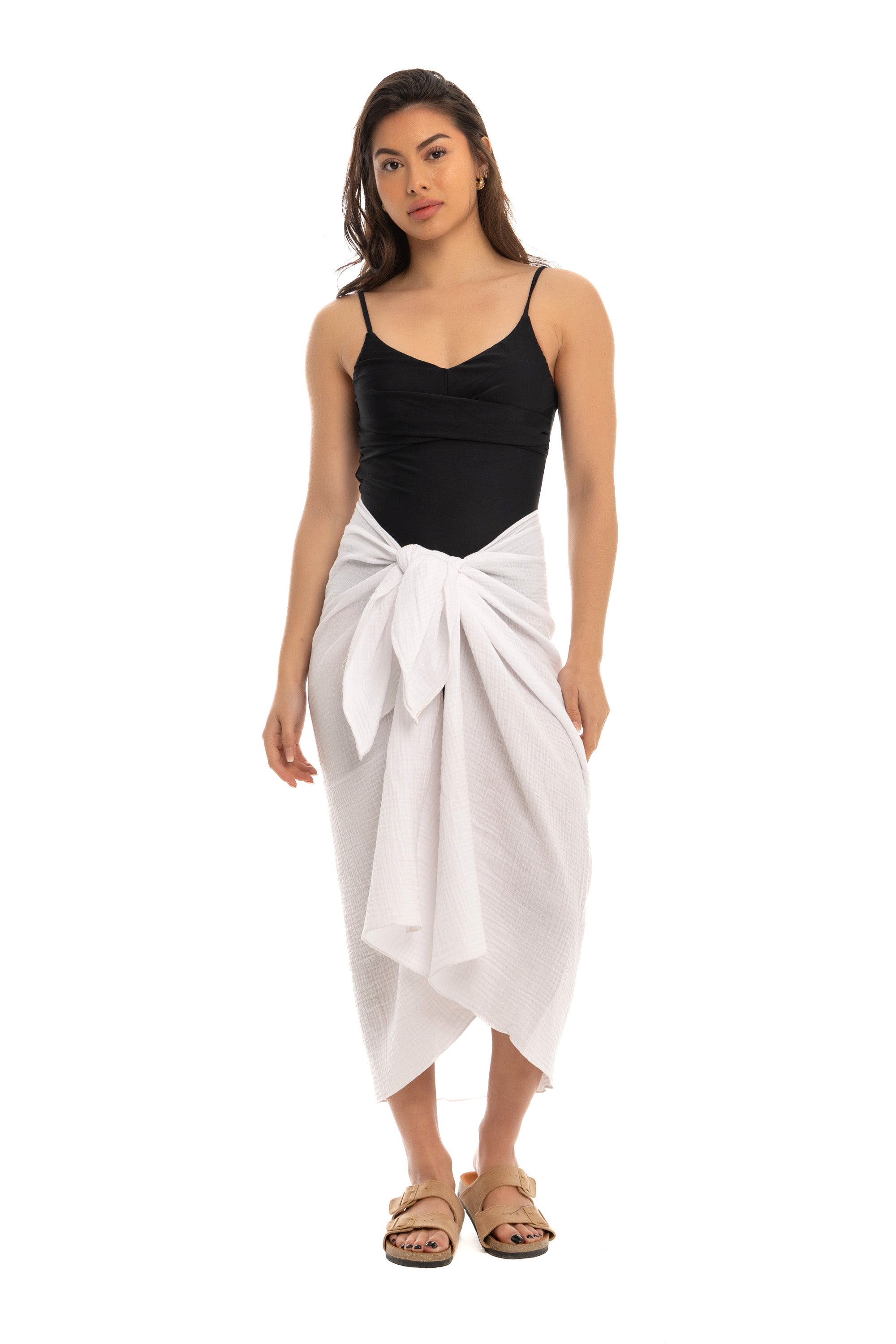 White Cotton Crinkle Sarong Wrap – Kai Collections